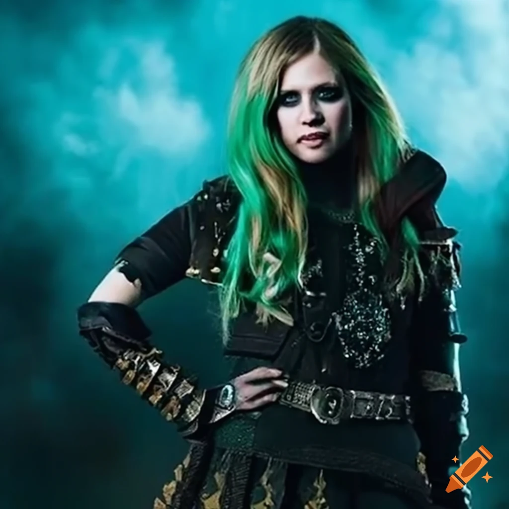 Dramatic dnd movie battle scene with avril lavigne as a warrior on Craiyon