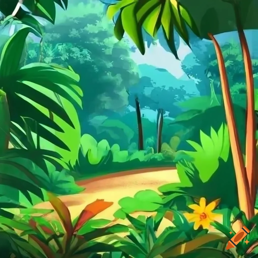 Jungle cartoon drawing on Craiyon