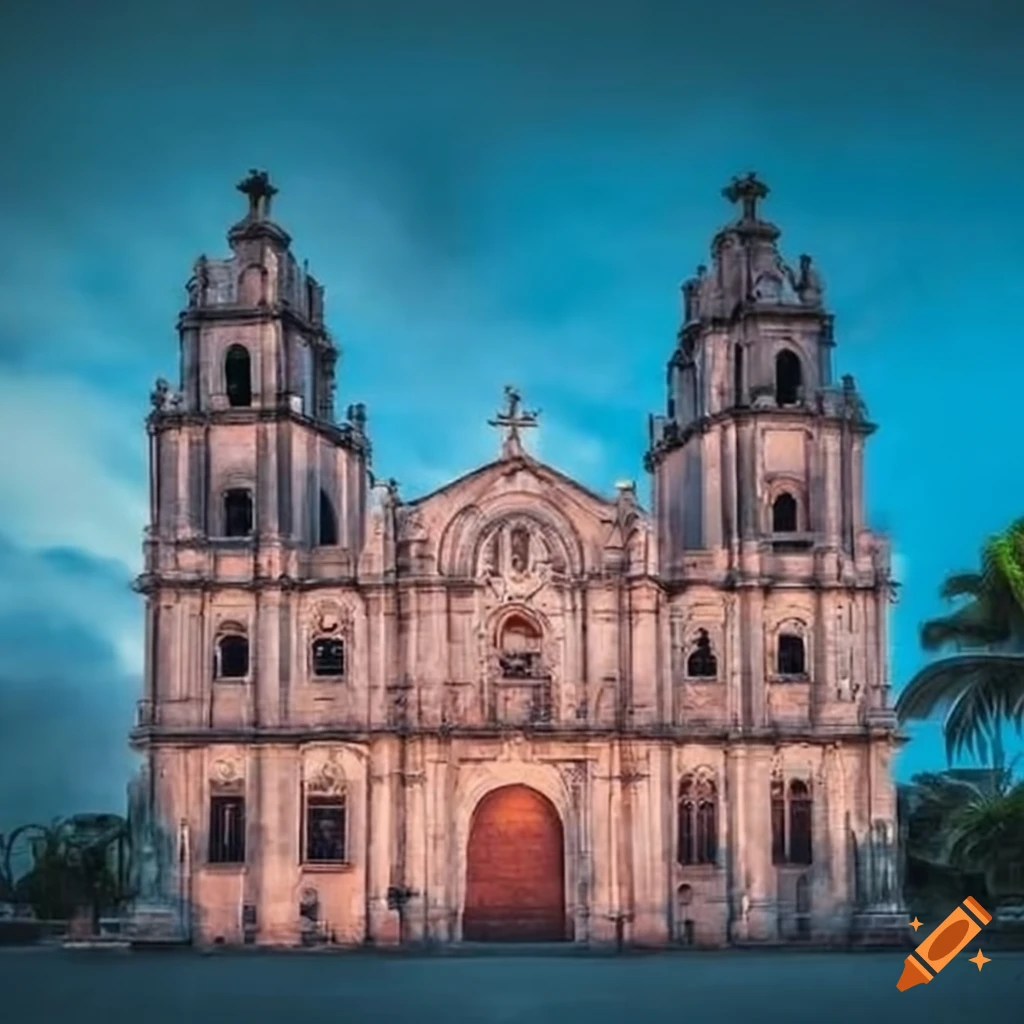 Spanish colonial style church exterior in the philippines on Craiyon