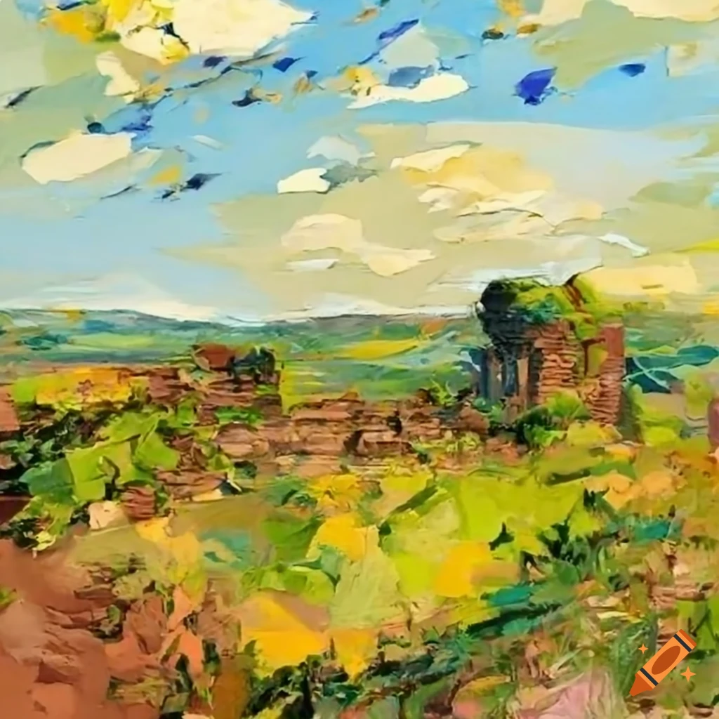 Overgrown roman ruins in a natural, desaturated color palette on Craiyon