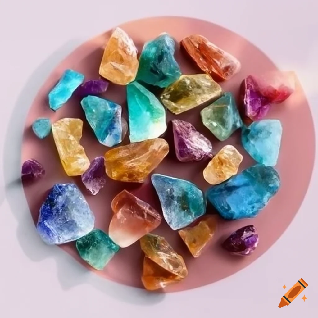 Colorful raw quartz gemstones on Craiyon