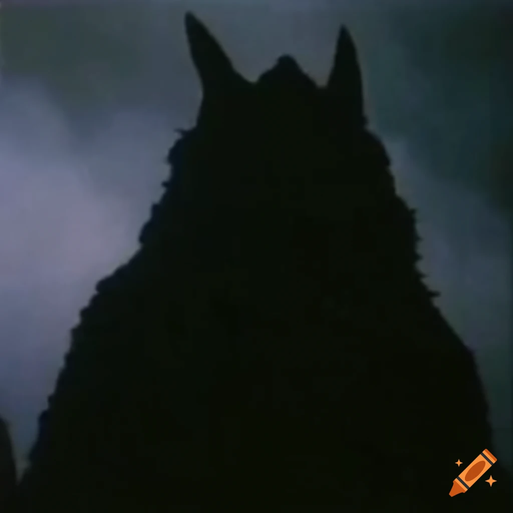 Silhouette of a sinister monster in the fog on Craiyon