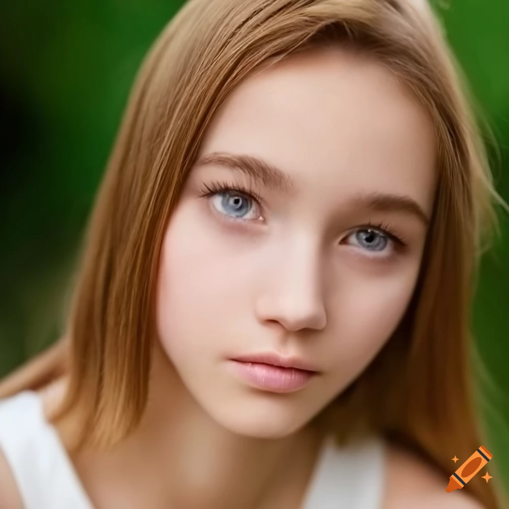 Portrait Of A Captivating 18 Year Old Female With Hazel Eyes And Golden