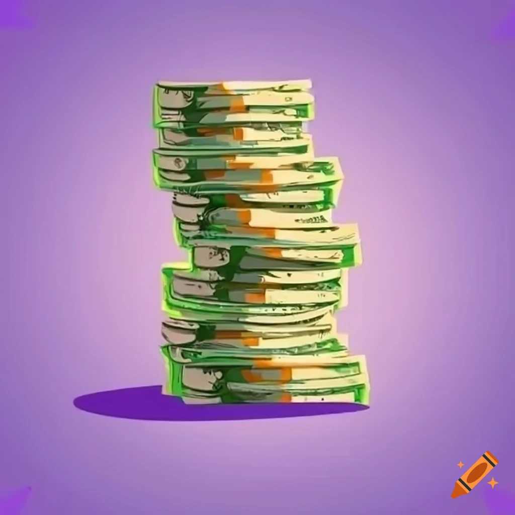 Cartoon stack of american dollars on Craiyon