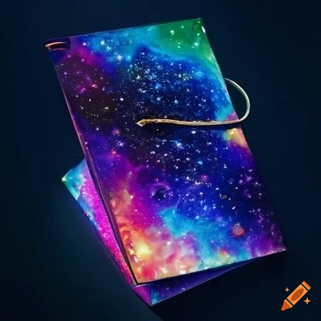 Colorful cosmic mini book on Craiyon