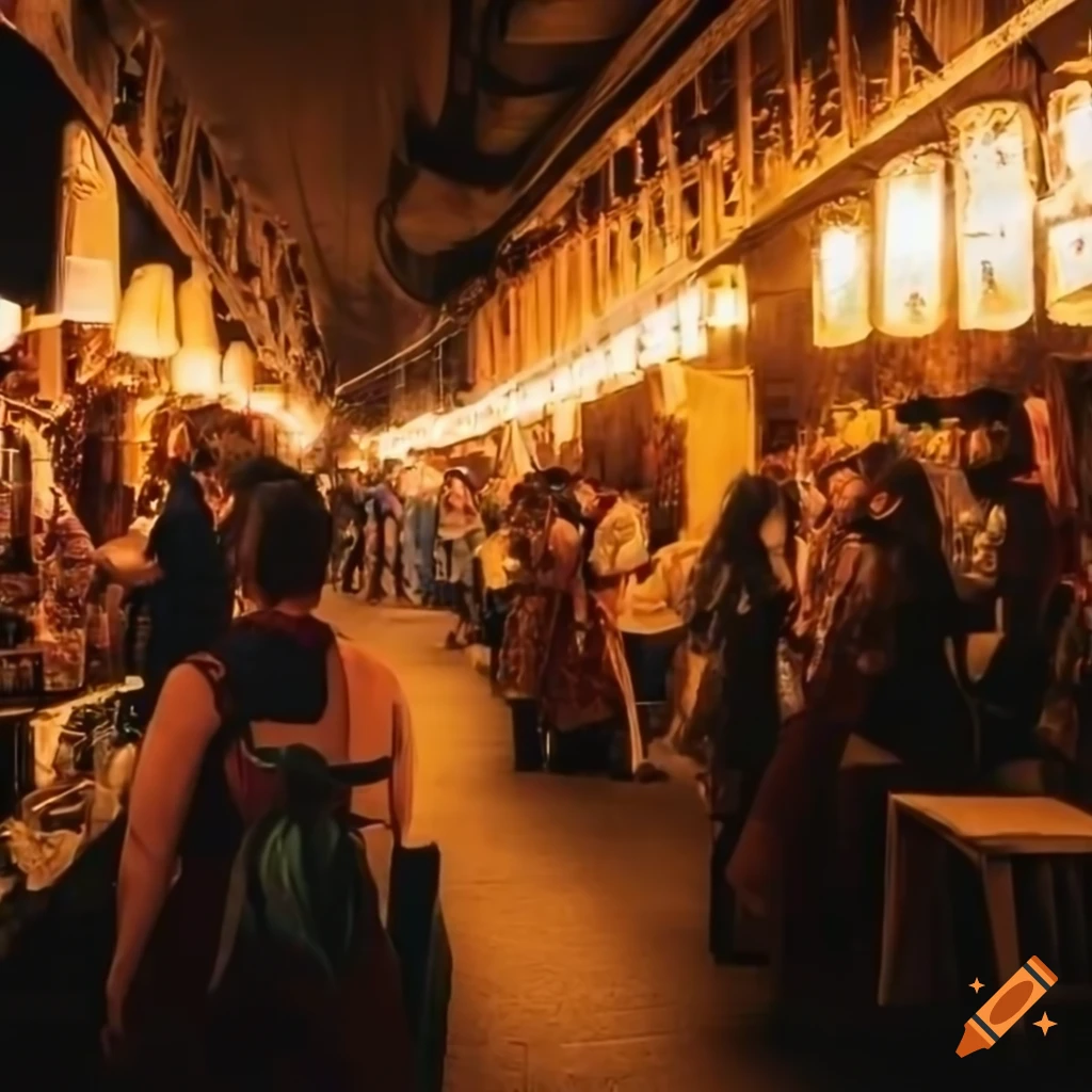 Indoor night market scene on Craiyon