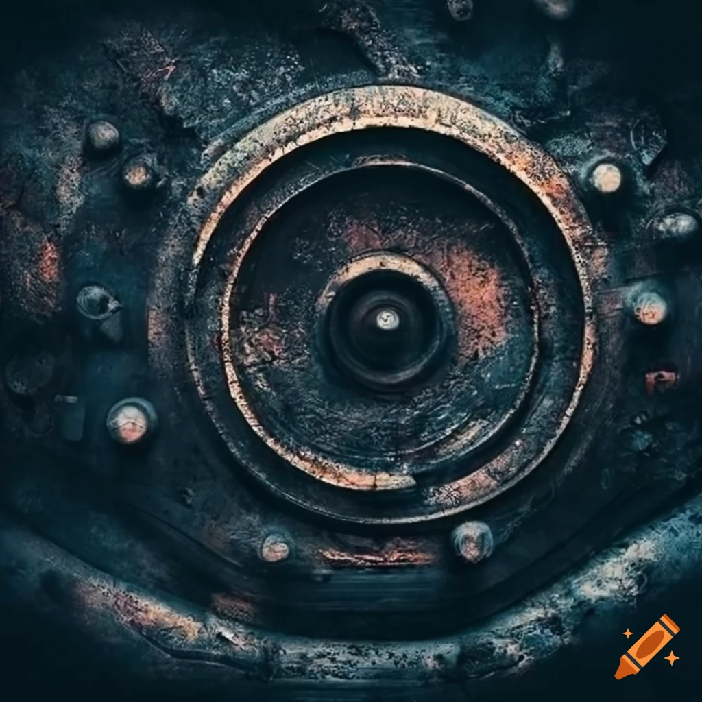 Hauntingly beautiful album cover with industrial machinery and grunge ...