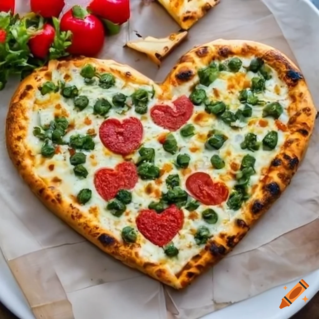 Heart-shaped pizza on Craiyon