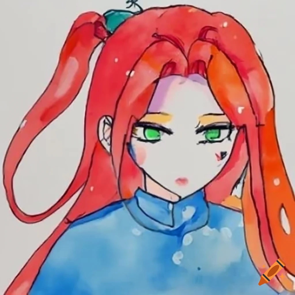 Red-haired anime woman in a gaming avatar on Craiyon