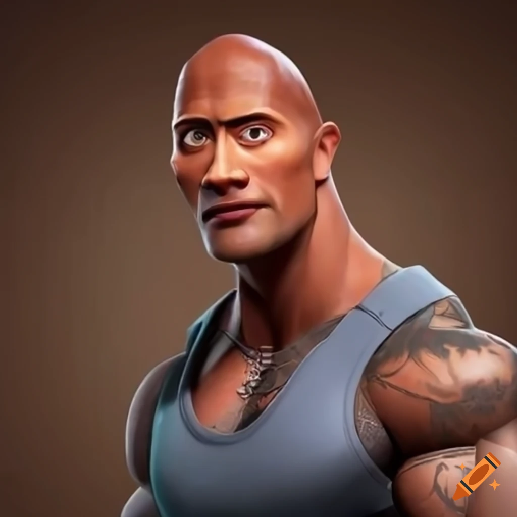 Charming 3d animated cartoon art of dwayne 'the rock' johnson on Craiyon