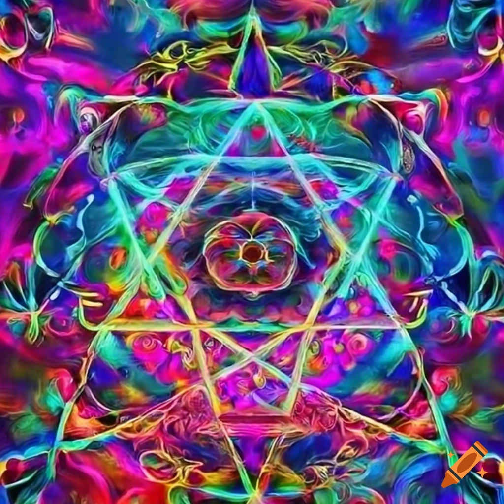 Mystical and intricate enneagram symbol in vibrant colors on Craiyon