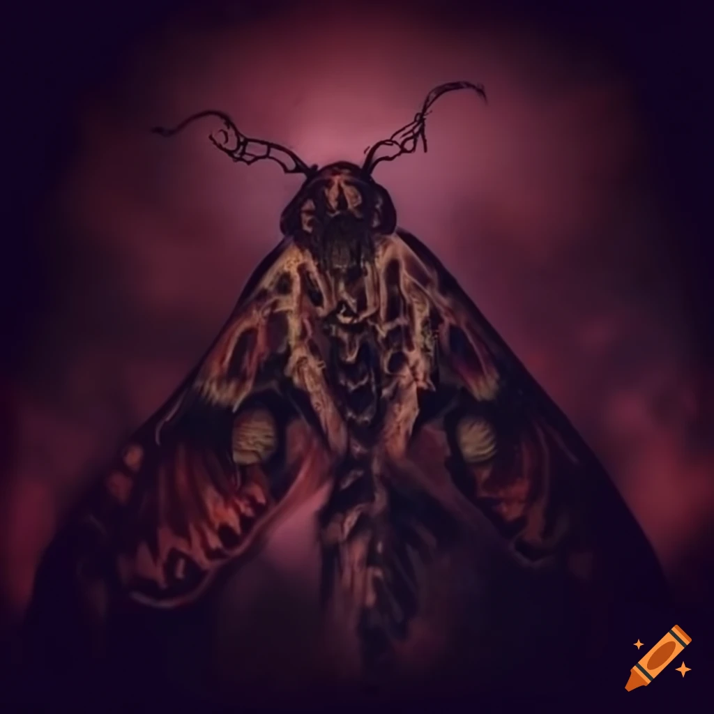 Lovecraftian moth in a mysterious forest on Craiyon