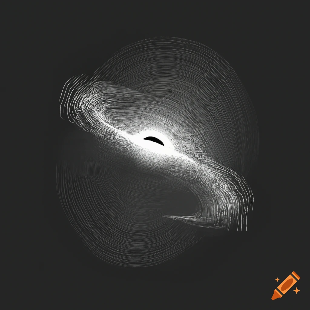 Monoline drawing of a black hole accretion disc on Craiyon