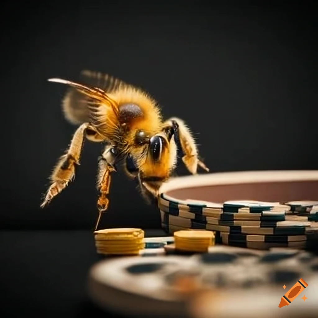 Bees playing poker and holding a key on Craiyon