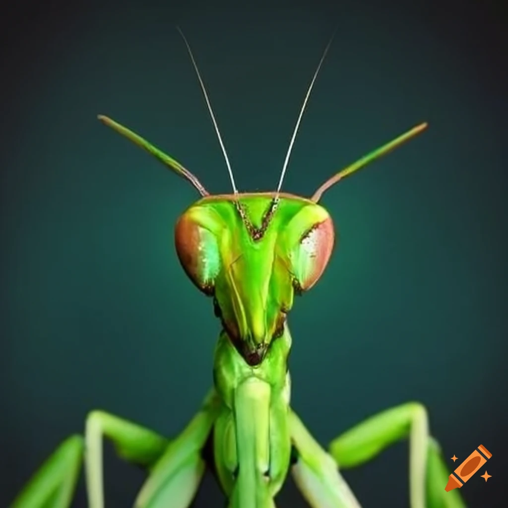 Green mantis-like extraterrestrial creature on Craiyon