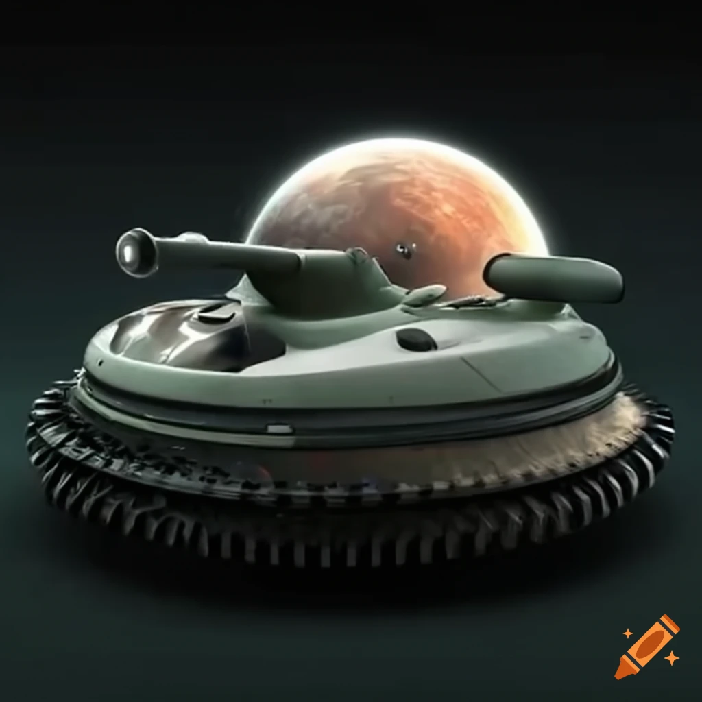 Small hover vehicle on an alien planet with air tanks and radar on Craiyon