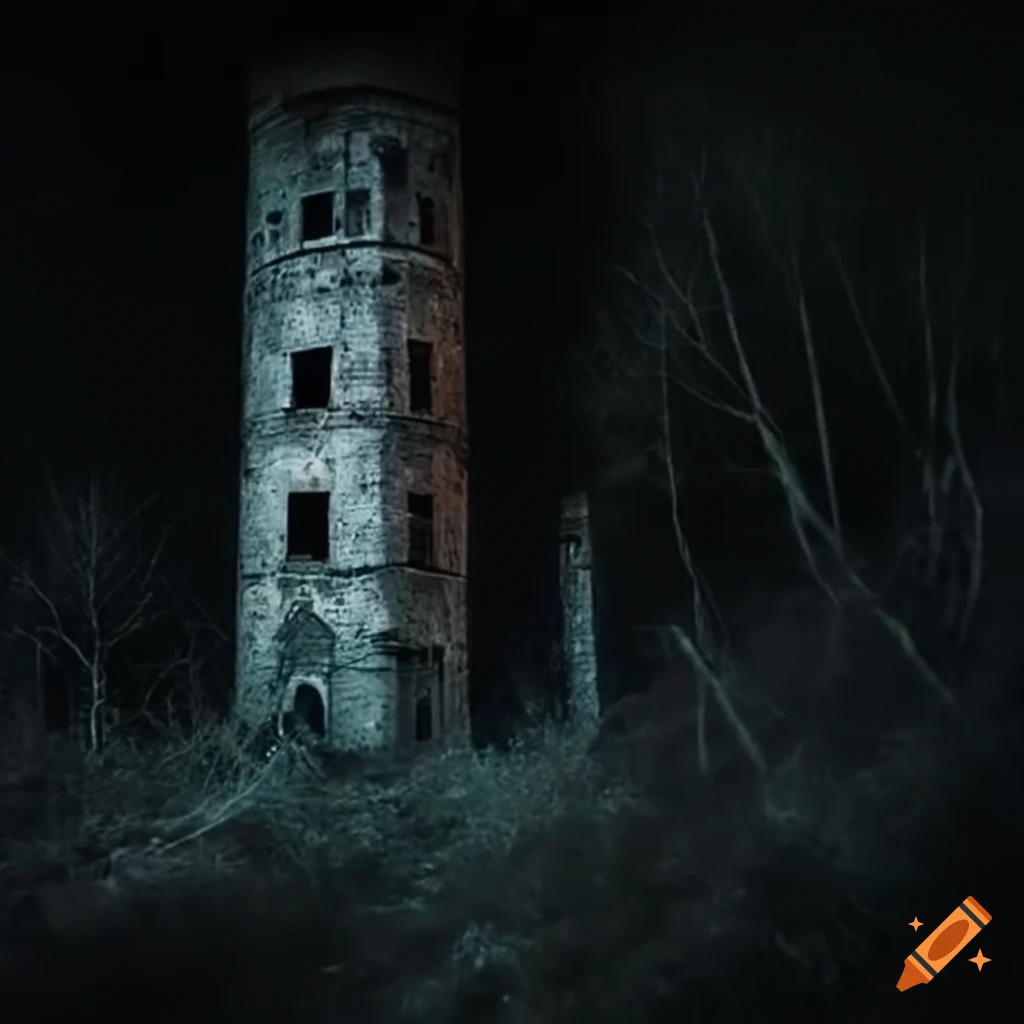 Haunted abandoned tower on Craiyon