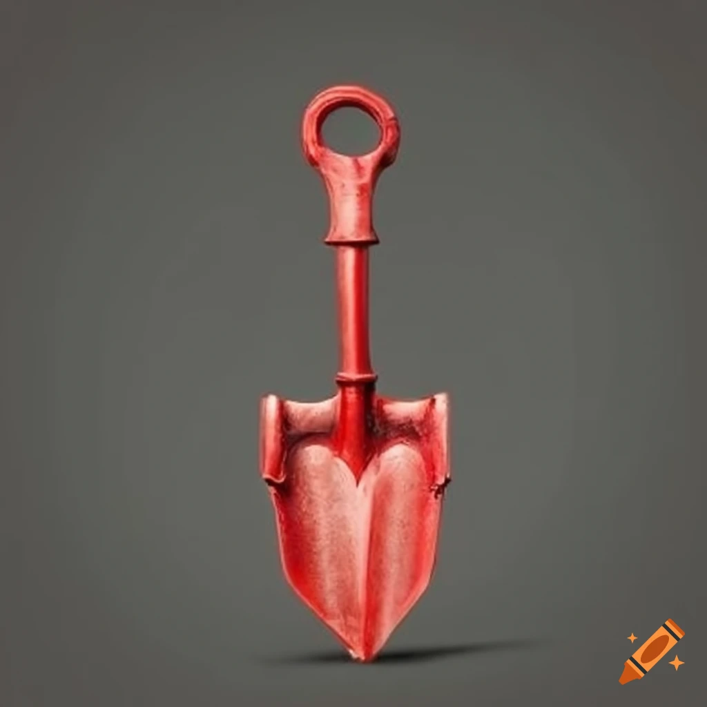 Ornate red shovel with a halloween theme on Craiyon