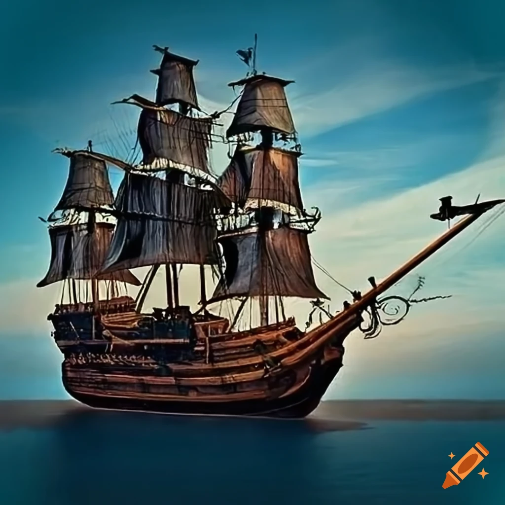 Old pirate ship on Craiyon