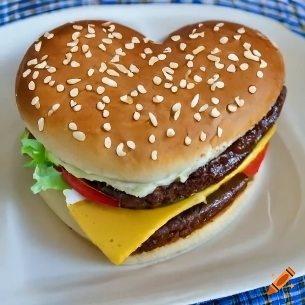 Heart-shaped hamburger on Craiyon