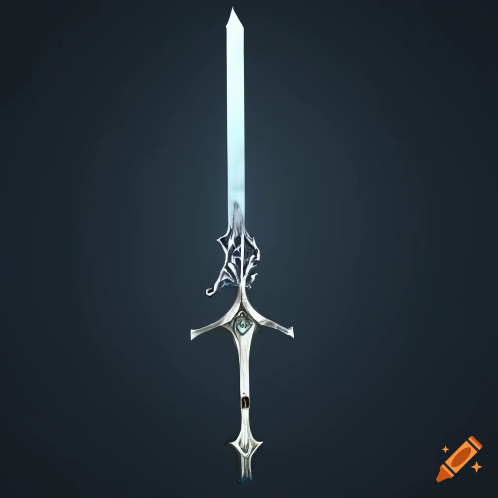 White magic longsword with straight blade and crossguard on Craiyon