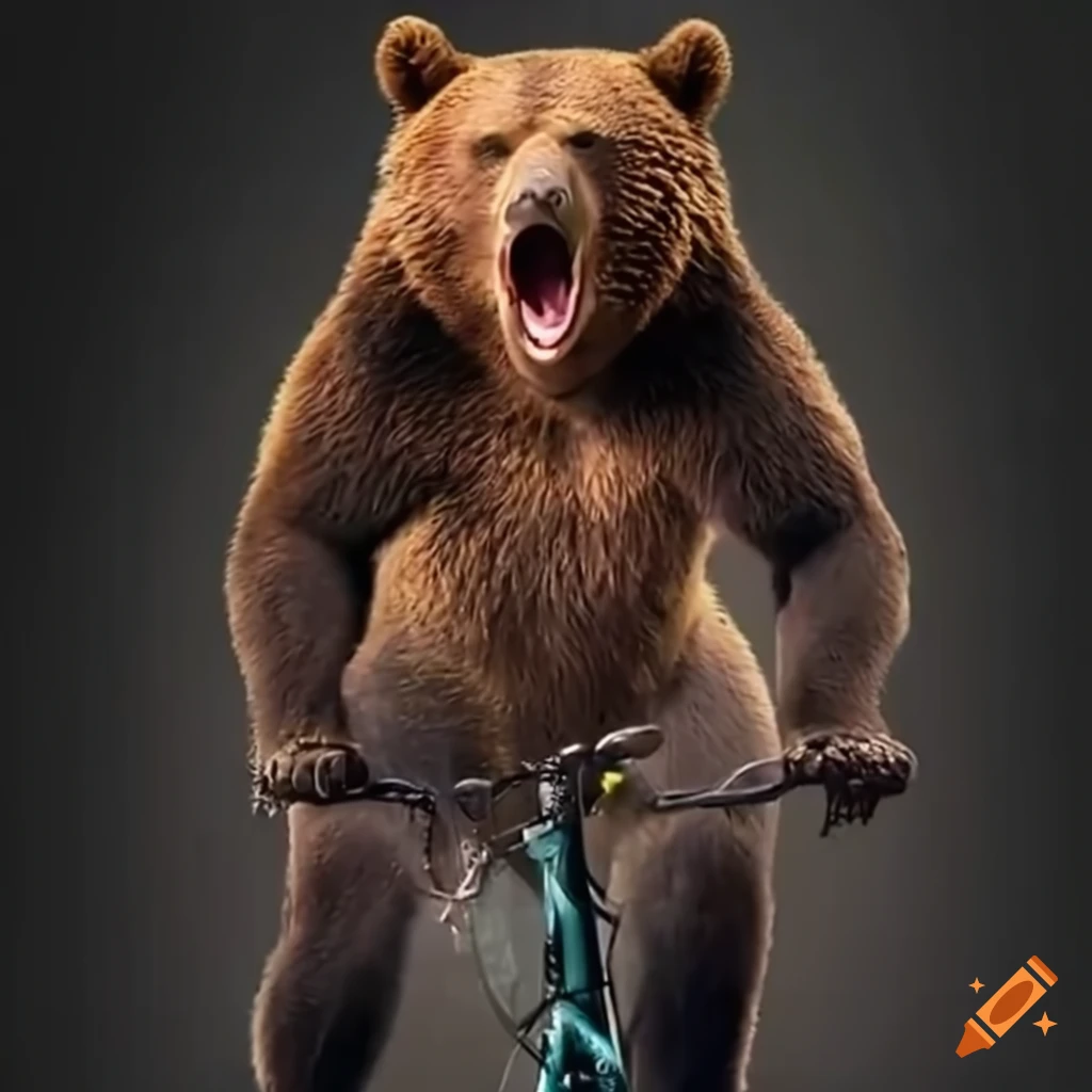 Bear riding a bicycle and eating honey on Craiyon