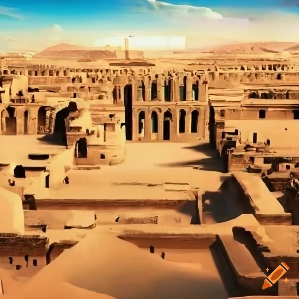 Ancient indus valley civilization city in hyper-realistic style on Craiyon