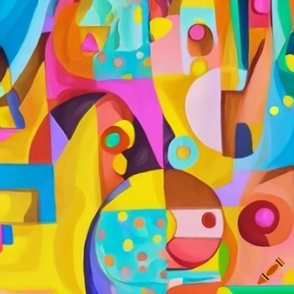 Busy and voluminous cubist painting of intertwined objects on Craiyon