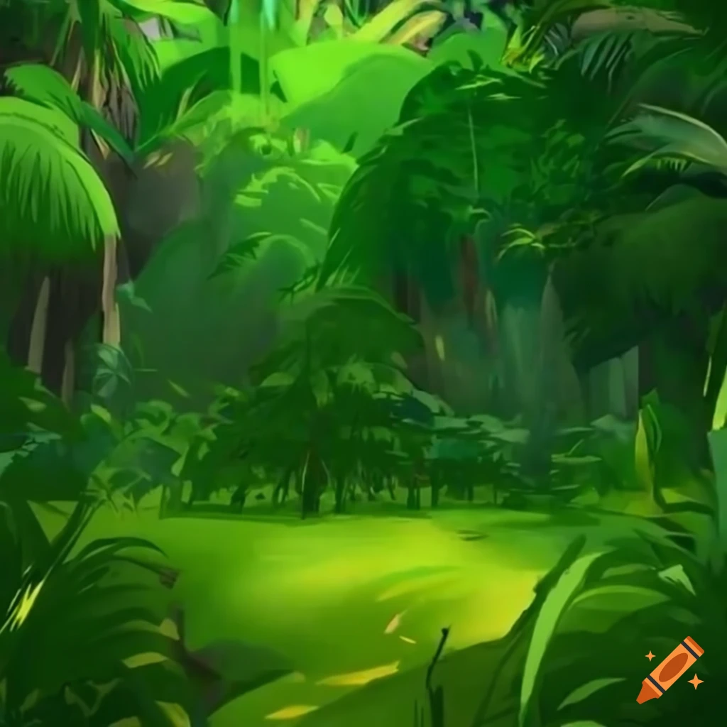 Jungle cartoon drawing on Craiyon