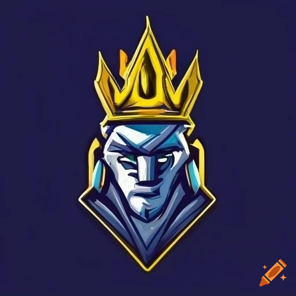Minimalistic esport mascot logo featuring a blue king on Craiyon
