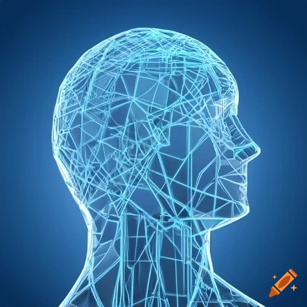 3D holographic engineering wireframe of human anatomy, advanced and ...