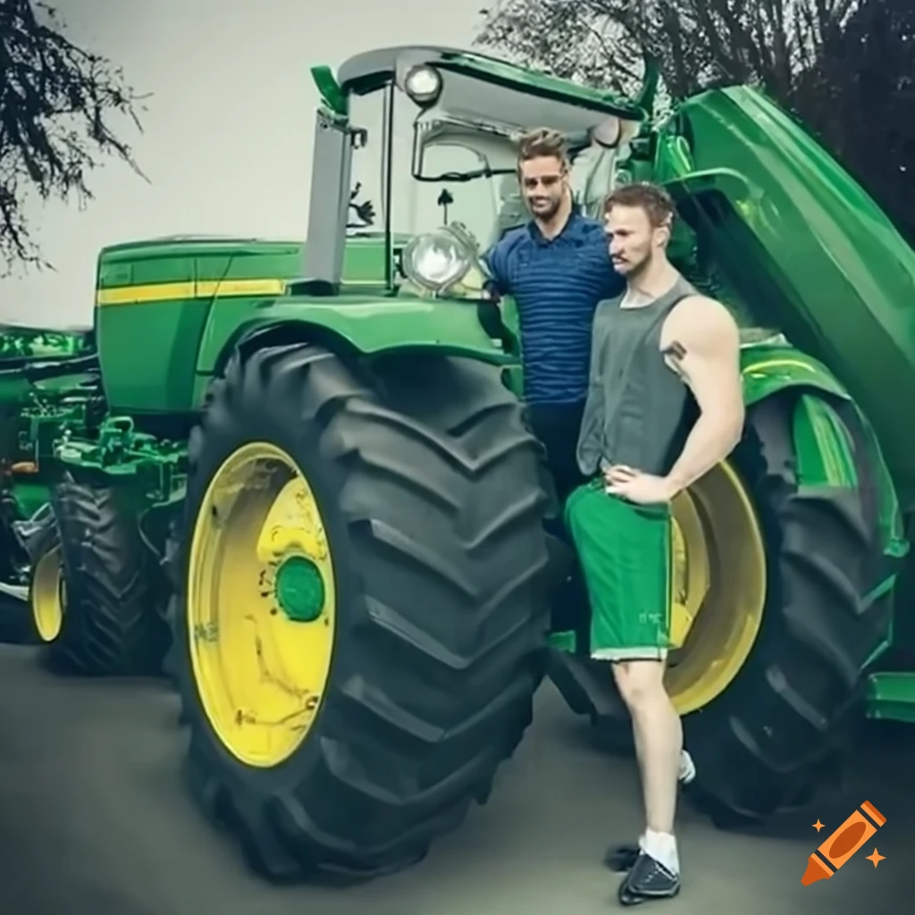 Gordon hayward next to a john deere bmw tractor on Craiyon