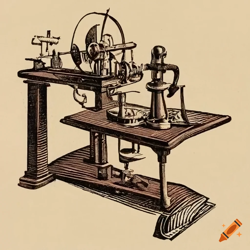 19th Century woodcut of a complicated machine on Craiyon