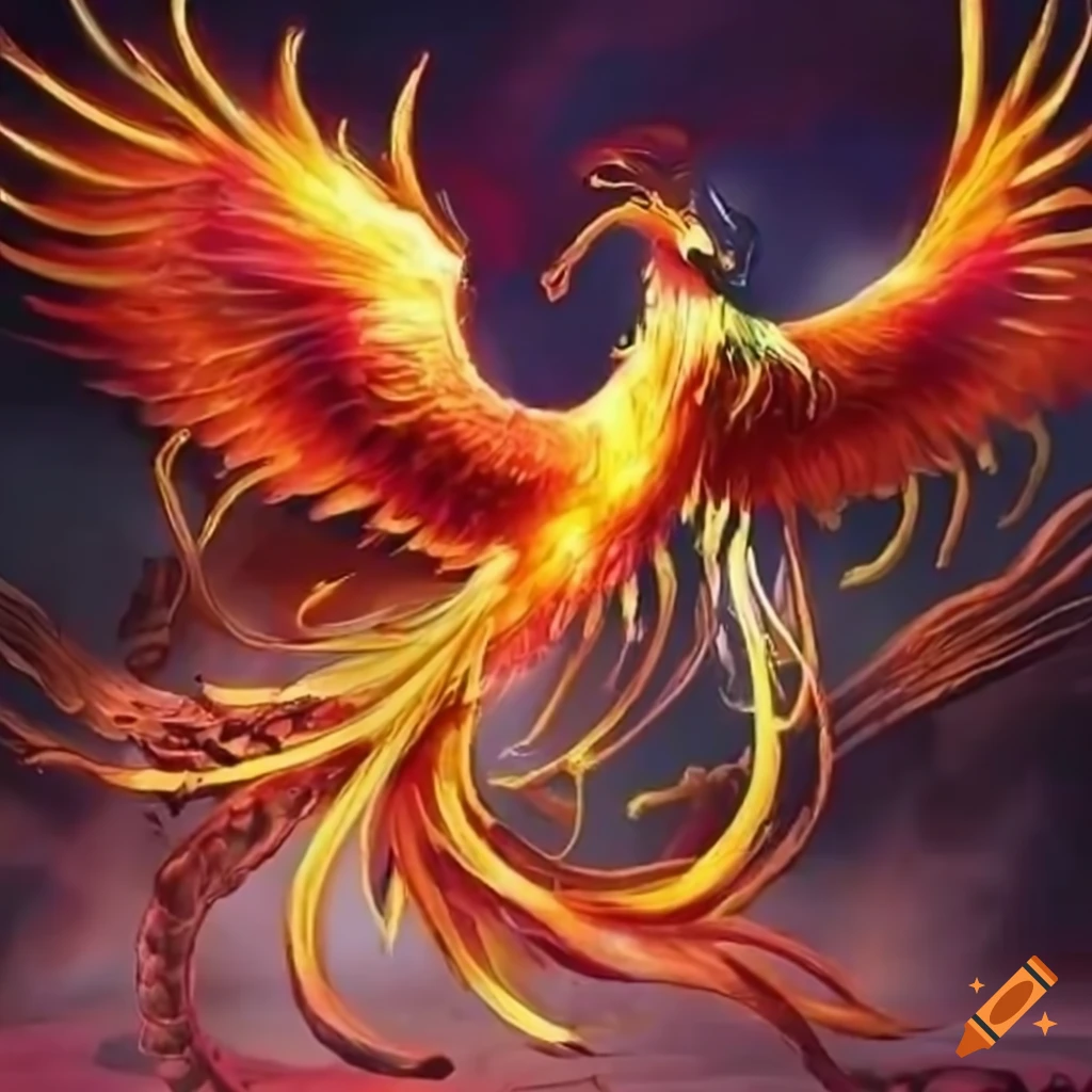 Legendary phoenix bird battling medusa on Craiyon