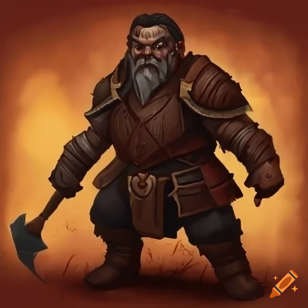 Dnd dwarf with a handaxe and dark skin on Craiyon