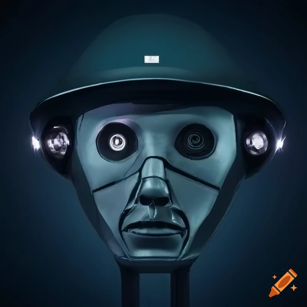 Robot with a scary face in obscure 4k resolution like GTA San style on ...