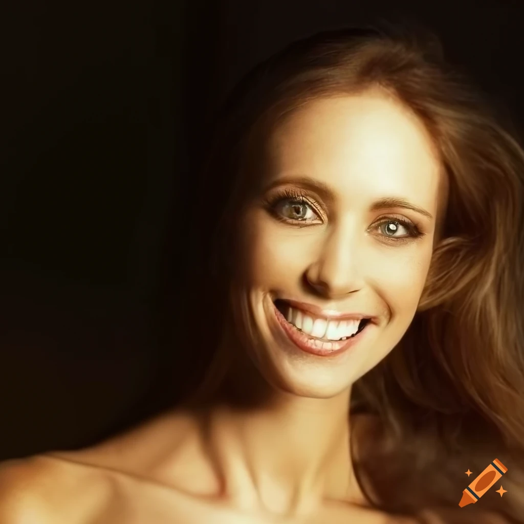 Glamour portrait of melissa francis with a bright smile on Craiyon