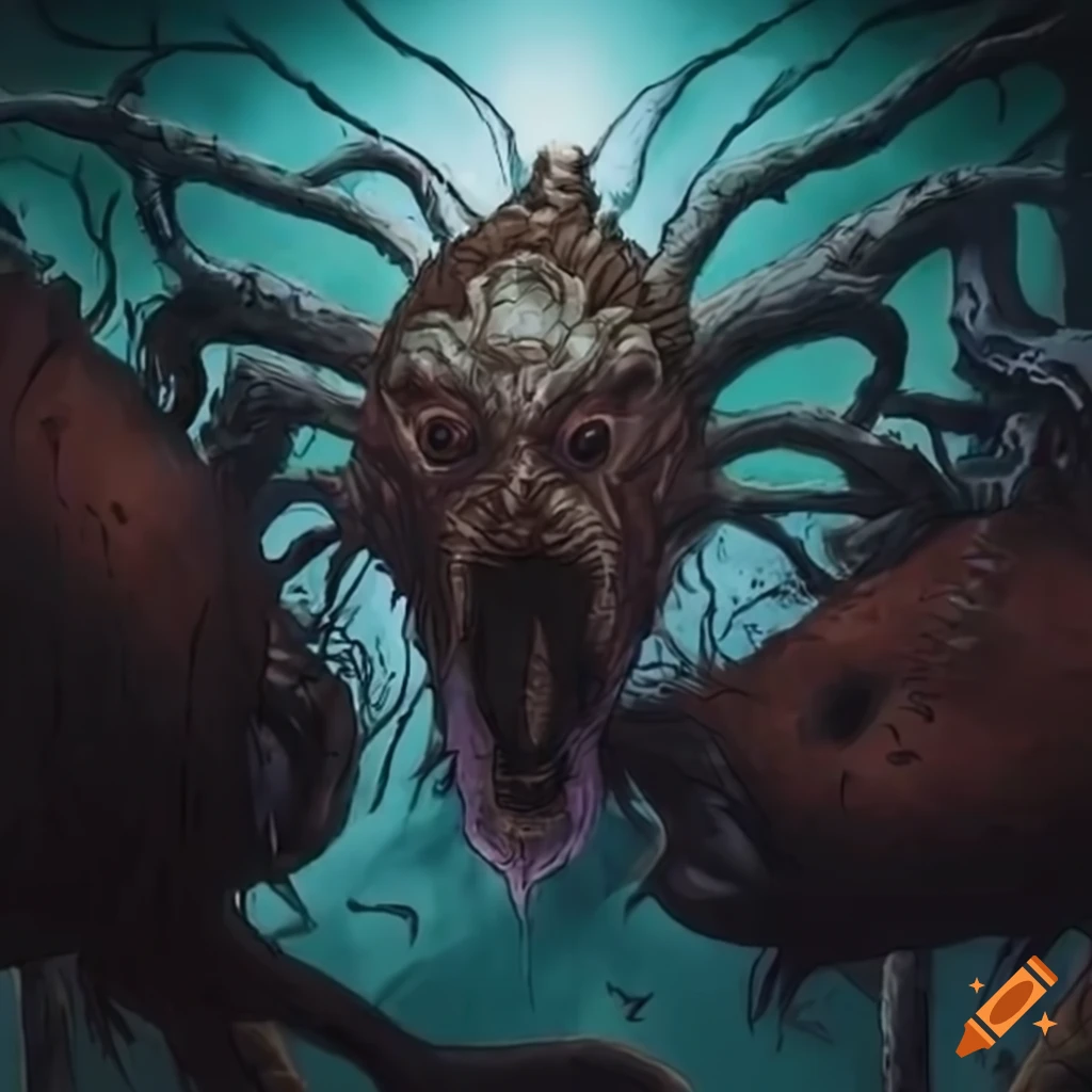 Horrified man experiencing eldritch visions on Craiyon