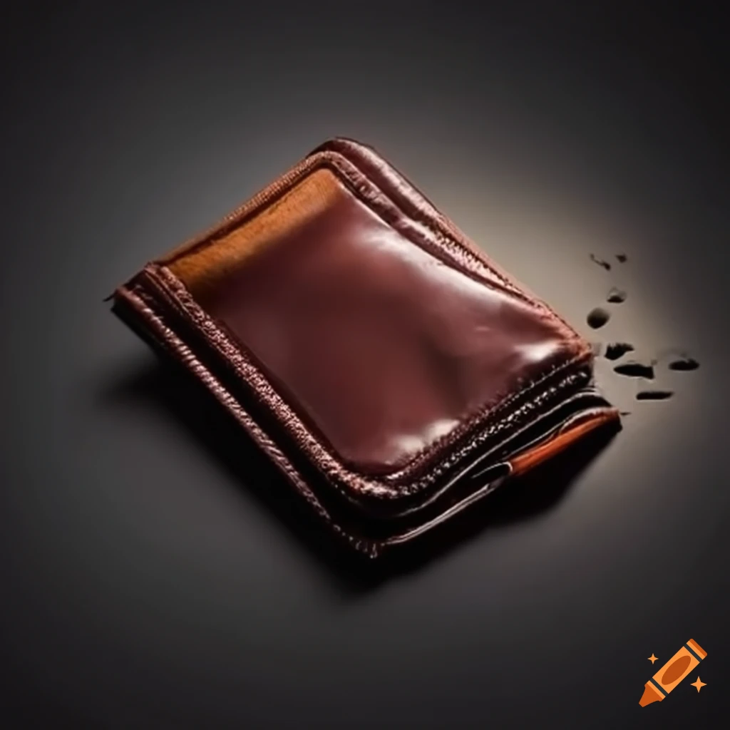 Wallet with money leaking out in a dark environment on Craiyon