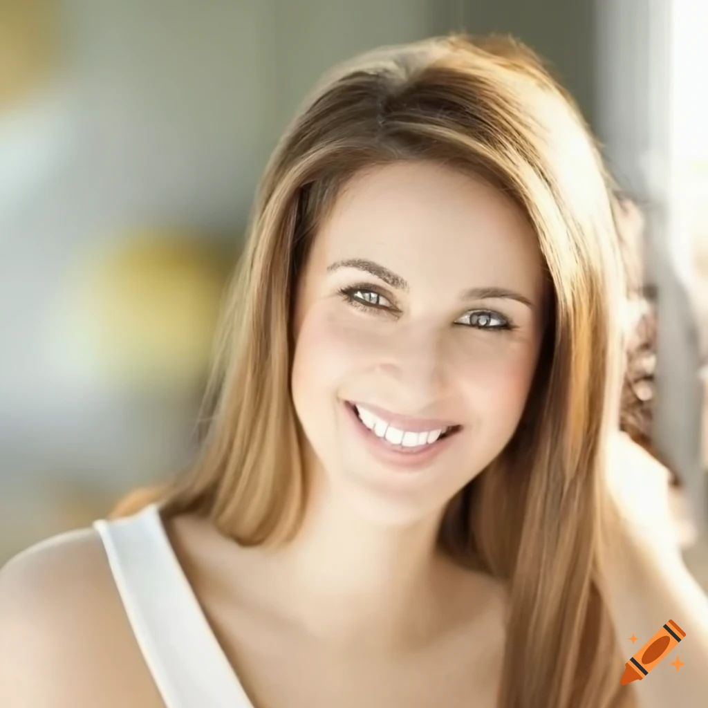 Glamour portrait of melissa francis with a bright smile on Craiyon