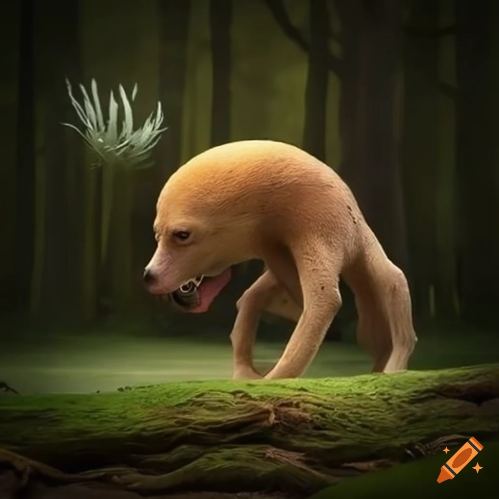 Tree-like creature with canine features and vegetation on Craiyon