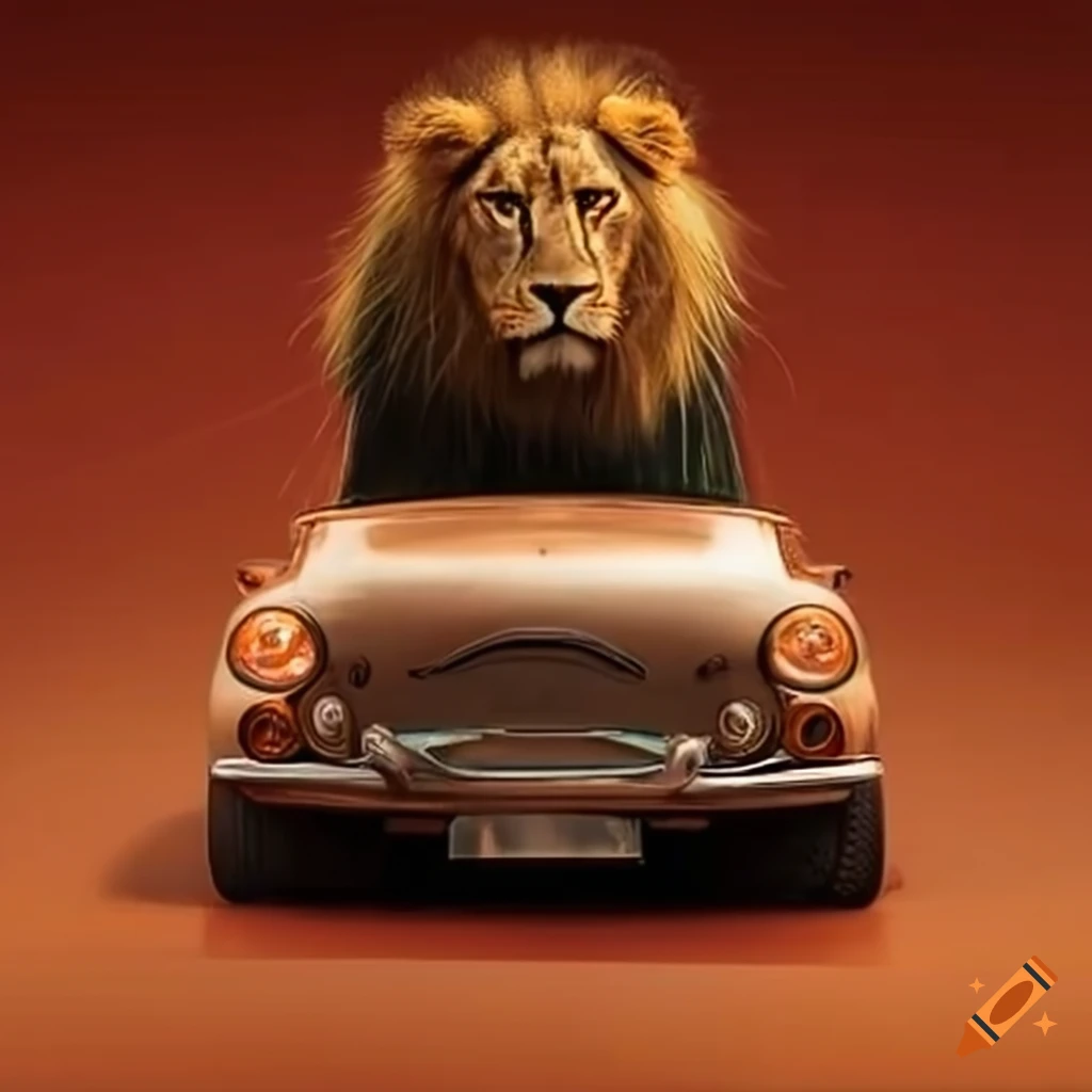 Car with lions on Craiyon