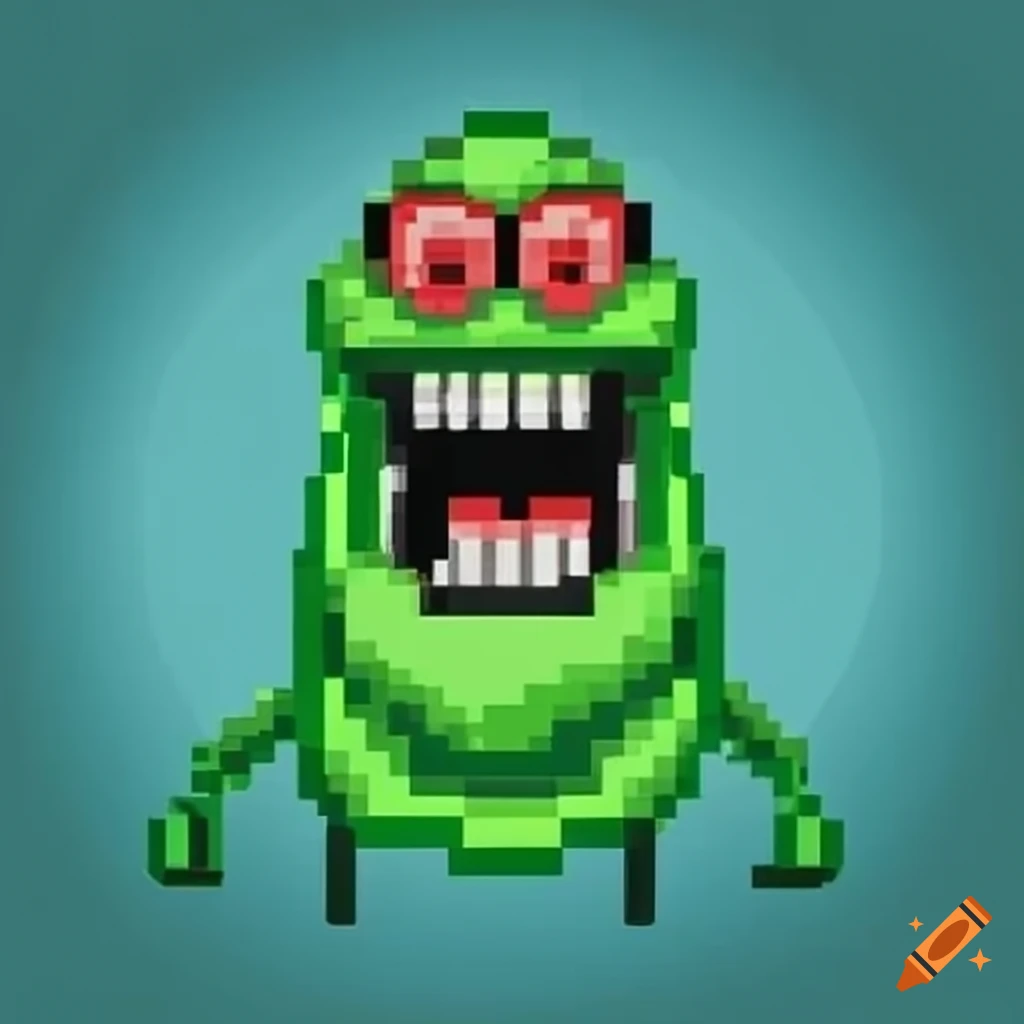 8-bit pixel Slimer from Ghostbusters on Craiyon