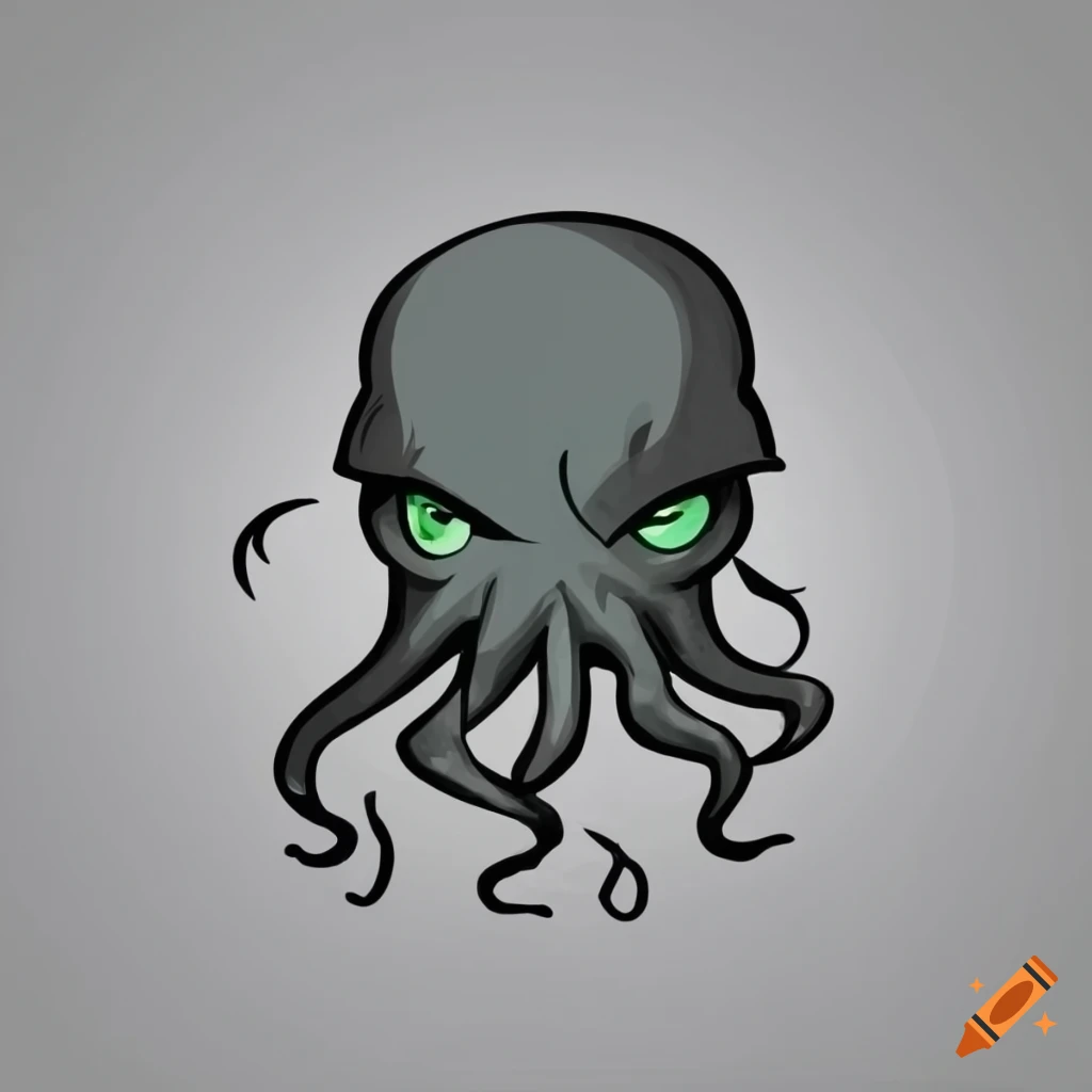Angry kawaii Cthulhu logo with straight lines on Craiyon