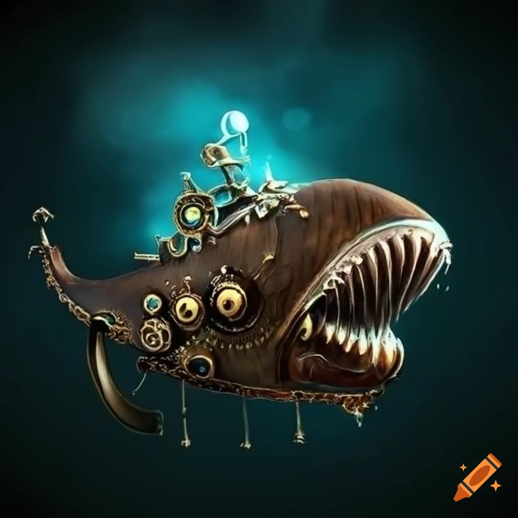 Steampunk whale design on Craiyon