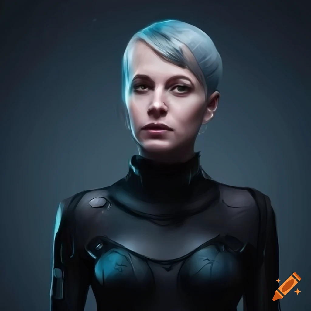 Portrait of a woman in sci-fi attire on Craiyon