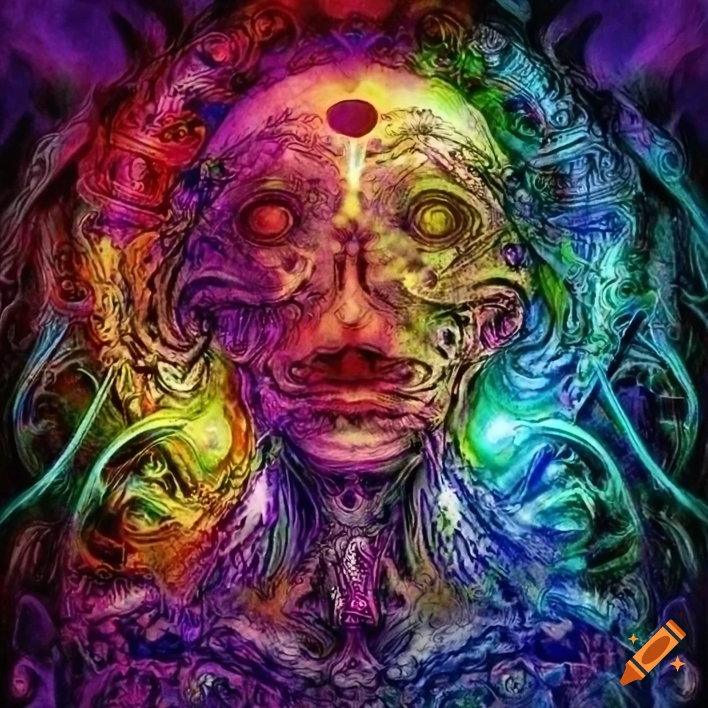 Surreal occult artwork with intertwined symbols and intricate designs ...