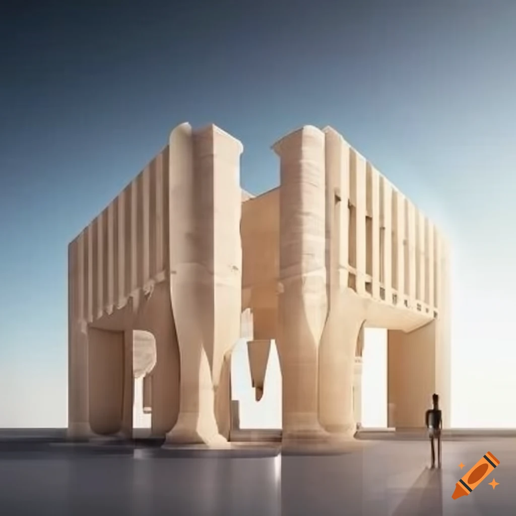 Contemporary hospital design with Egyptian motifs such as columns and ...