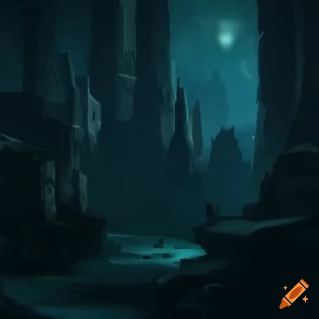 Ruins with light shining through in a 2d game style on Craiyon