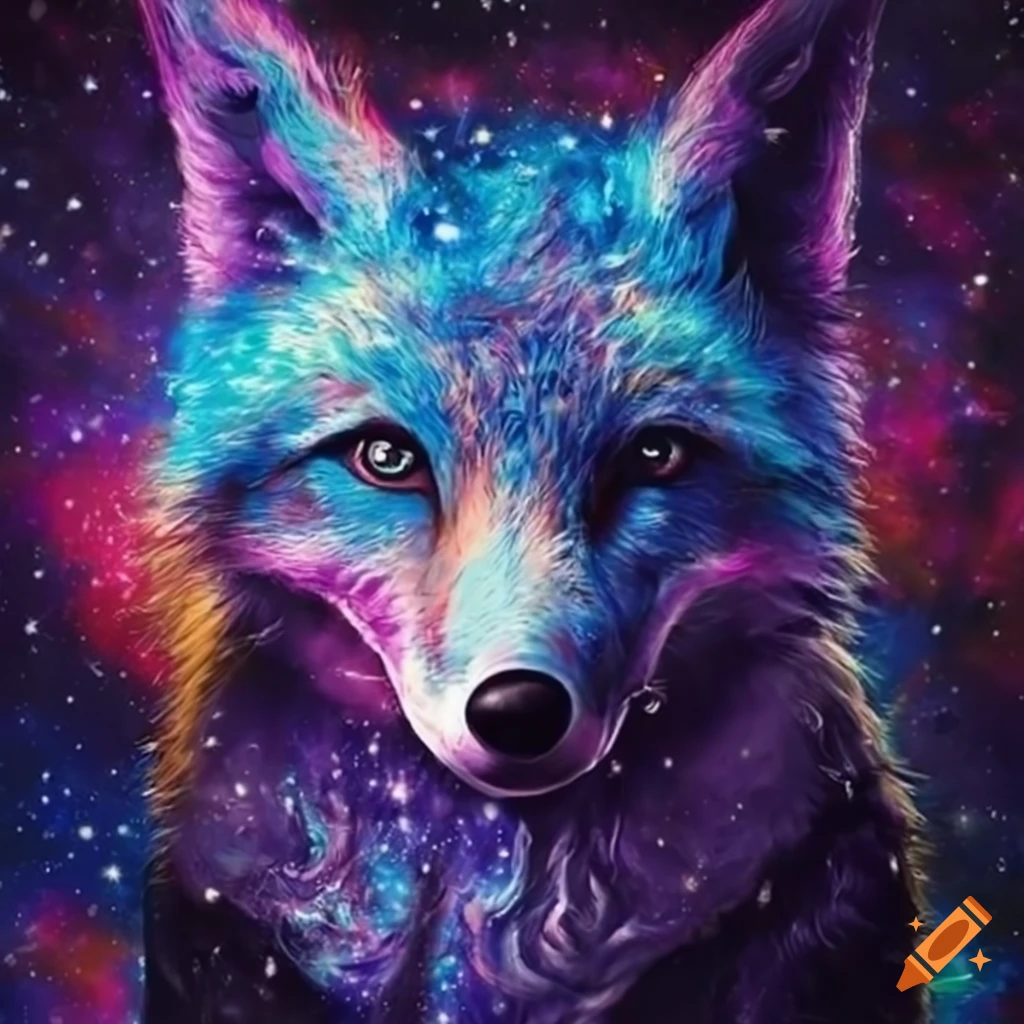 Vibrant and mystical fox-themed galaxy art on Craiyon